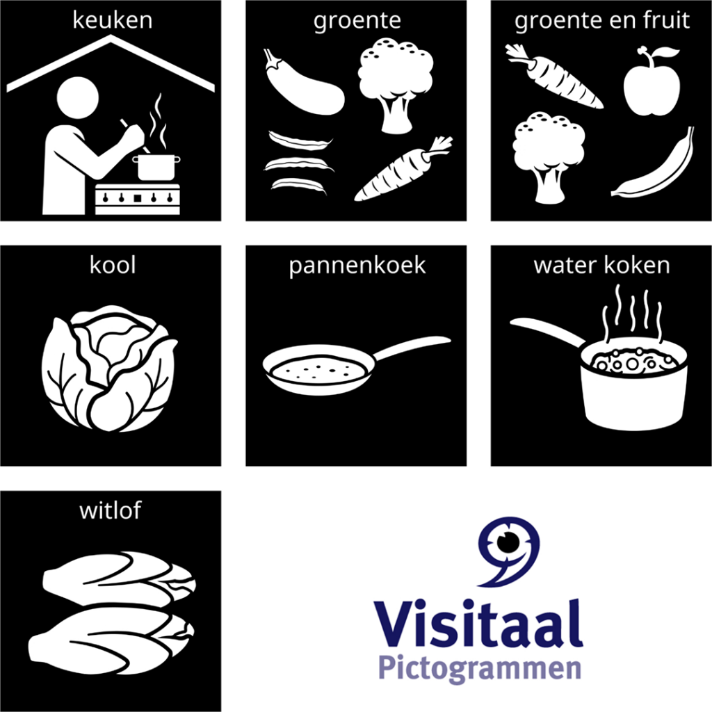 Gezond en lekker eten met pictogrammen groente en fruit